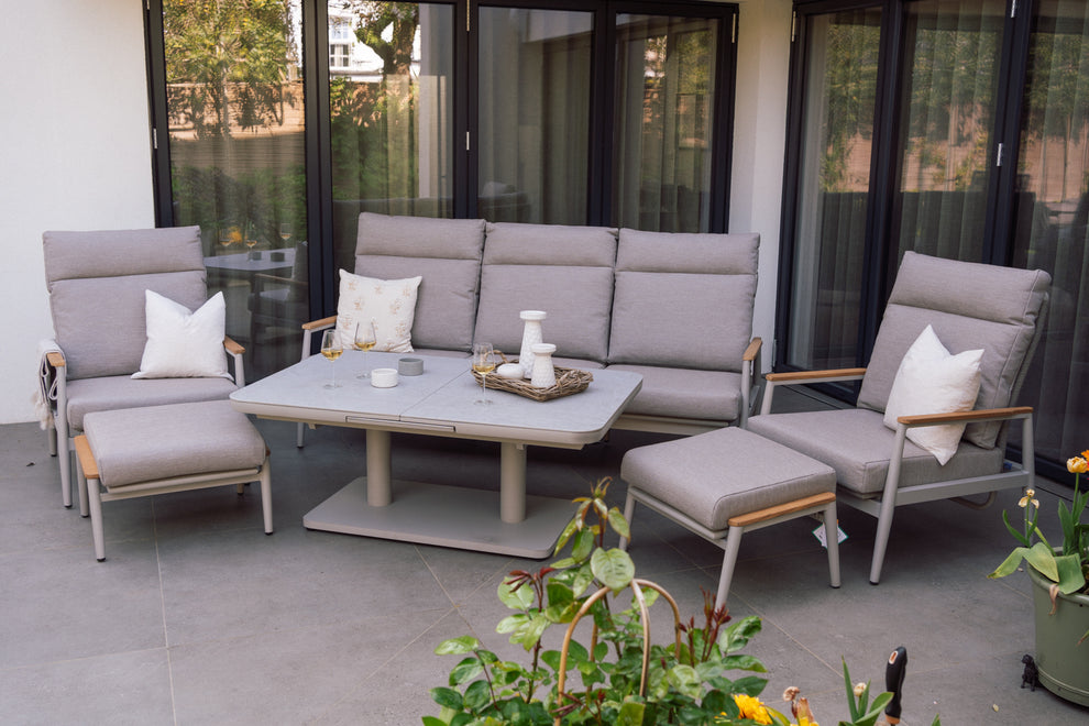 Aluminium & Teak Height Adjustable & Extending Lounge Set – Innovators ...